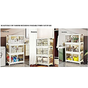 JECCICHY Foldable 16.6Gal x 4Tiers Plastic Storage Bins, Magnetic Large Double Doors, Stackable Storage Containers with Lids, Organizer Boxes for Livingroom, Closet etc.