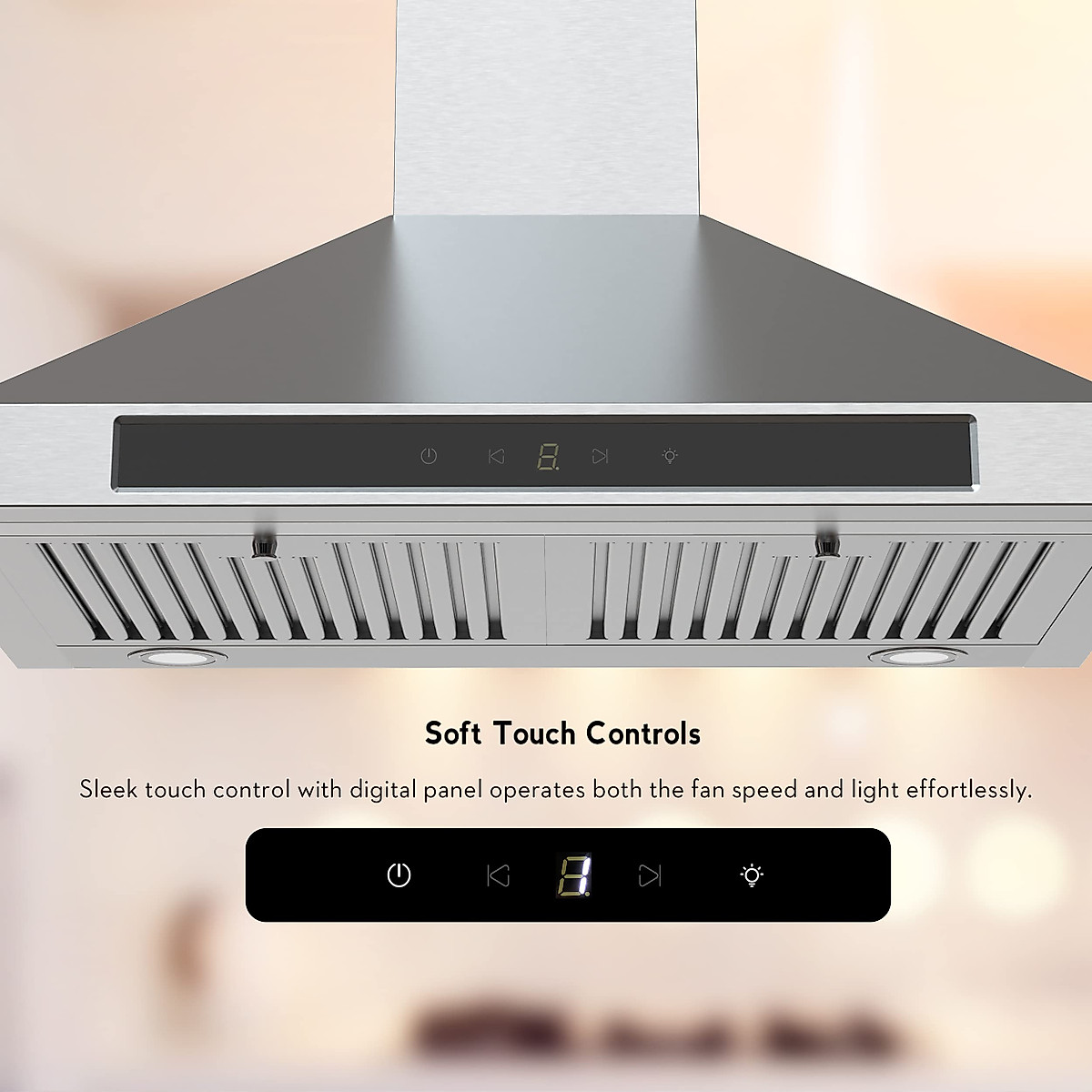 FIREGAS Wall Mount Range Hood 30 in. With 450 CFM Brushless DC Motor,9 Speed Exhaust Fan,LED Light,Soft Touch Control,Buffle Filter, Charcoal Filter included for Ducted/Ductless Range Hood Convertible