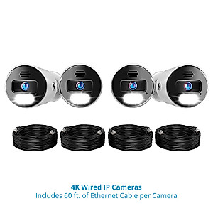 Night Owl 8 Channel Bluetooth Video Home Security Camera System with (4) Wired IP 4K HD Indoor/Outdoor Spotlight Cameras with Audio and 2TB Hard Drive (Expandable up to 12 Cameras)