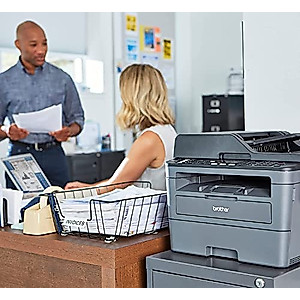 Brother MFC L26 Series All-in-One Laser Printer, Print, Copy, Scan, Fax - 26 ppm, 2400 x 600 dpi, 250 Sheets, Wireless, Mobile Printing, Auto 2-Sided Printing, with MTC Printer Cable (Renewed)