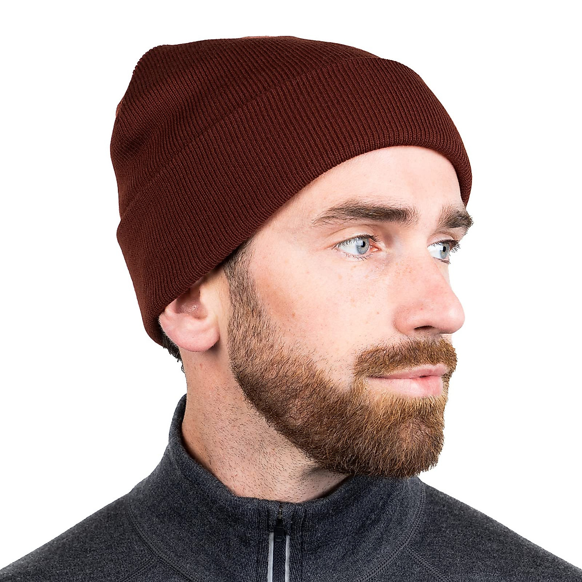 MERIWOOL Beanie for Men and Women - Merino Wool Blend Ribbed Knit Winter Hat Wine