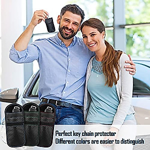 Tallew 6 Pieces Faraday Key Fob Protector Car Security Case Mini Pouch for Anti Theft Signal RFID Blocker Protection Blocking, for unisex-adult, Red, Green and Blue, 13 x 8 cm/ 5.1 x 3.2 inches