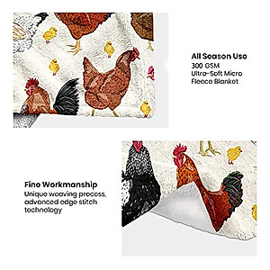 Chicken Fleece Plush Blanket Funny Rooster Lightweight Throw Blanket for Couch Bed Chicken Room Decor Fuzzy Super Soft Blankets Chicken Gifts for Kids Adults Women 50"x60" (Chicken, 50"x60")