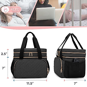 Luxja Double Layer Breast Pump Bag Compatible with Spectra S1 and S2, Pump Bag for Breast Pump and Extra Parts, Bag Only, Black