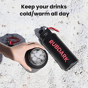 RUBDARK Insulated Water Bottles, 32 Oz Wide Mouth Double Vacuum Stainless Steel Water Flask,Leakproof Thermos Metal Water Bottle,Reusable for School,Travel, Camping, Bike, Sports (Gift box)