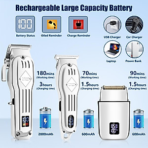 SUNNOW Hair Clippers Professional Cordless for Men, Electric Foil Shavers Razor & Beard Hair Trimmer Kit, Rechargeable Hair Cut Machines Fade Clippers Set, 3 in1 Beard Trimming Kit for Home, Barber