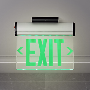 CM MZY Green Exit Signs for Business, LED Edge Lit Exit Sign, UL 924, Hardwired Emergency Exit Lights with Battery Backup, Aluminum Housing with Rotating Acrylic Clear Panel, AC 120/277V, 1 Pack