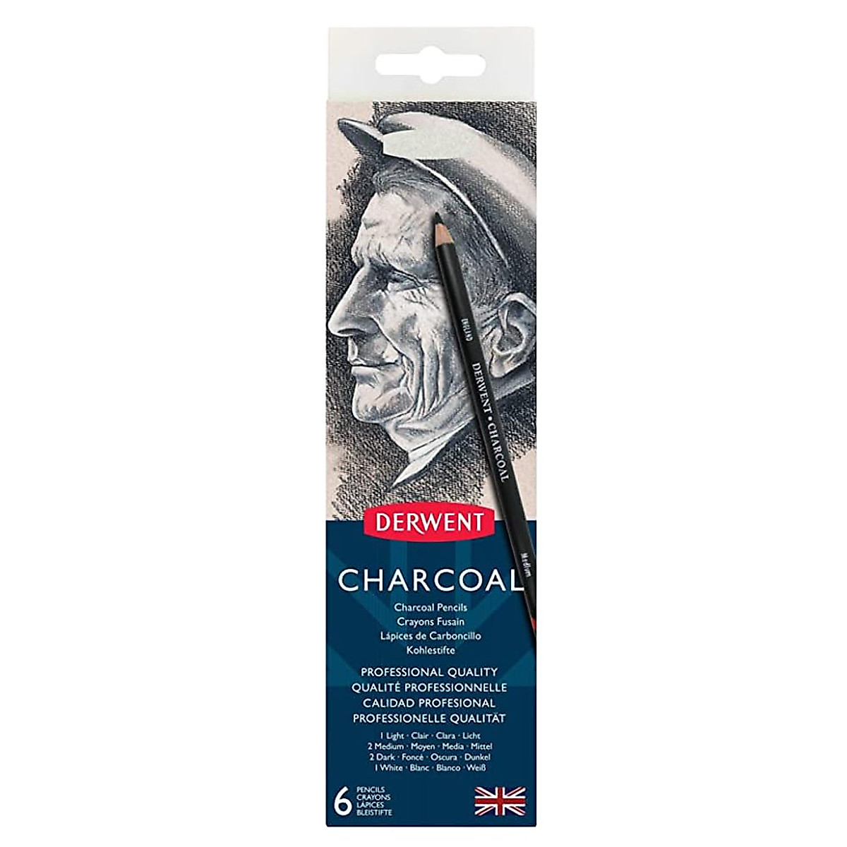 Derwent Charcoal Pencils, Metal Tin, 6 Count (0700838)