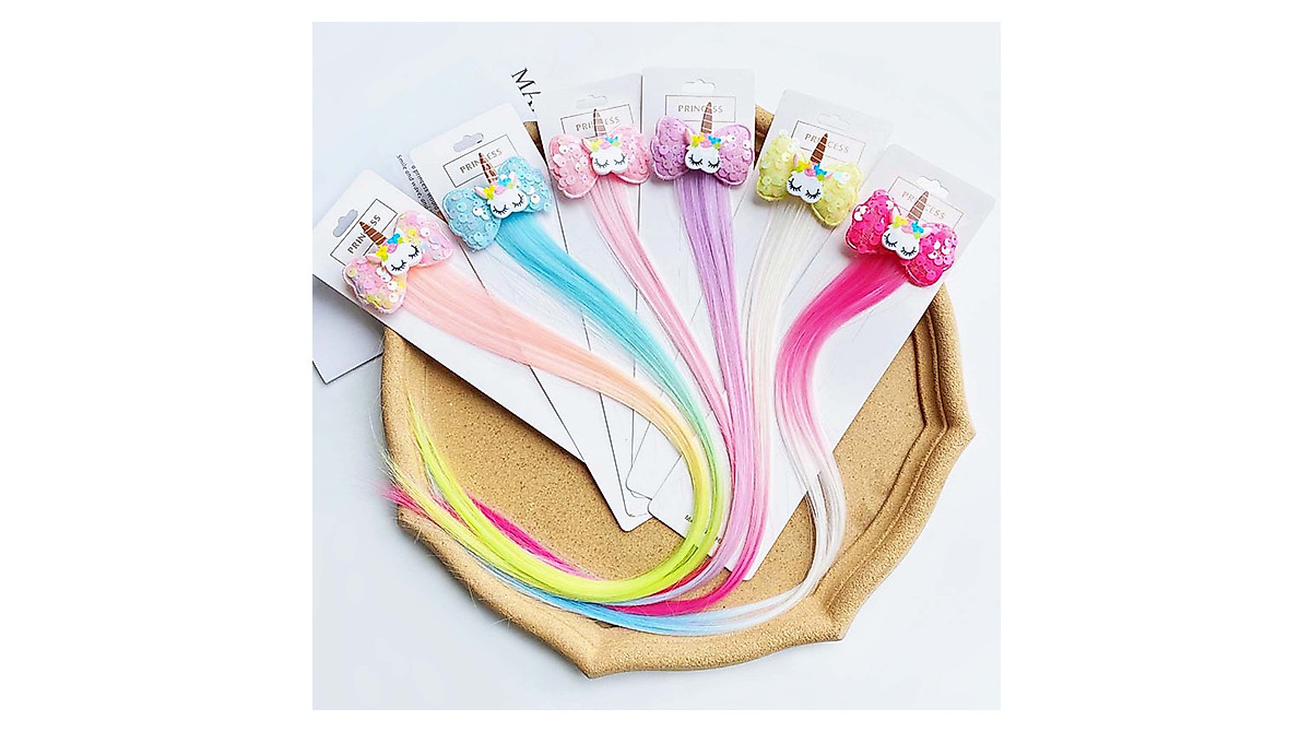 Colorful Unicorn Hair Extensions for Kids Birthday Fun