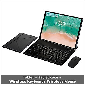 FHD 10.1in 2 in 1 Tablet with Keyboard Mouse, with 4GB RAM 64GB ROM, Dual Camera, 5G WiFi, Office Tablet, for Android 12 (US Plug)
