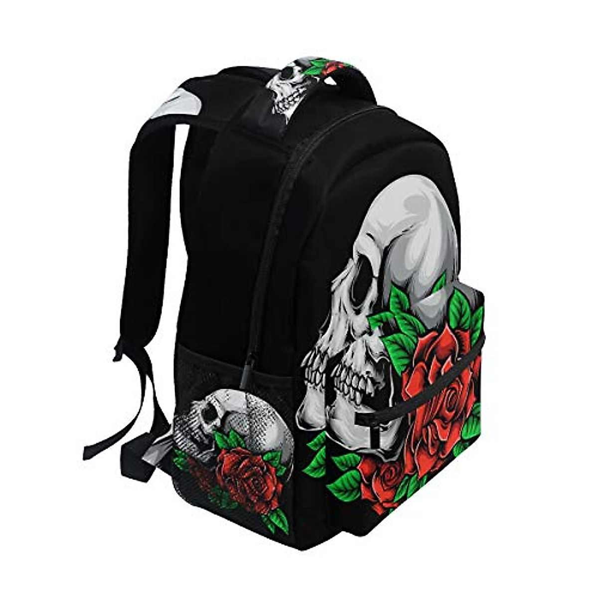 Sugar Skull Roses Backpack Bookbag for Boy Girl Large Travel Laptop Shoulder Bag for Women Men