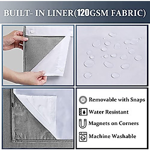 Yimobra Memory Foam Bath Mat Set & Yimobra Waffle Weave Shower Curtain Set with Snap-in Fabric Liner, Heavyweight Fabric with 12 Hooks