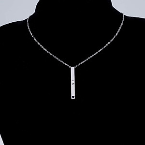 POTIY Semicolon Necklace Suicide Awareness Semicolon Gift My Story Isn't Over Yet Depression Suicide Mental Health Awareness Semicolon Inspirational Jewelry (Semicolon Necklace)