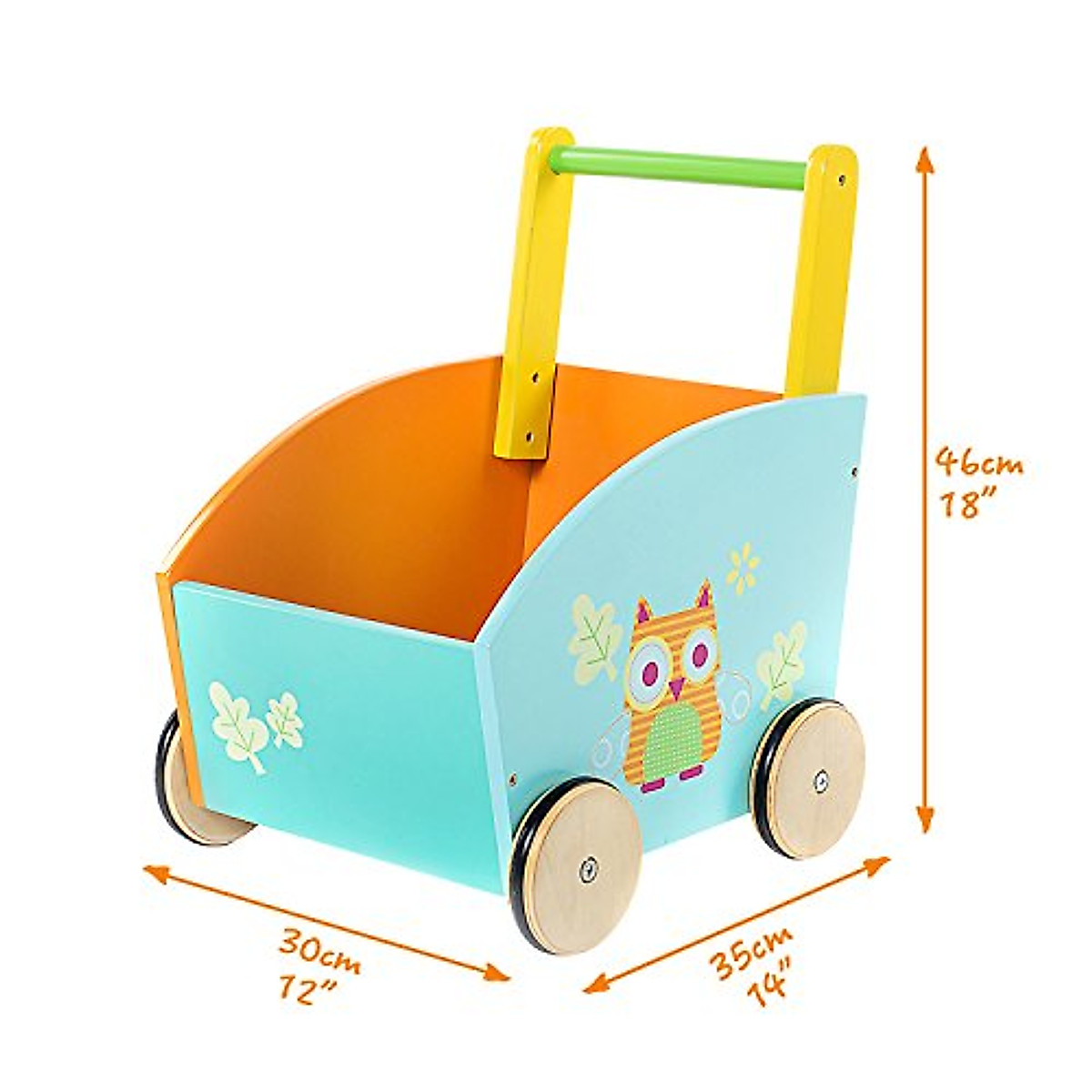 labebe - Baby Walker, Kid Shopping Cart Walker, Push Toy for 1-3 Years Old, Infant Wooden Walker, Sit to Stand Learning Walker, Toddler Outdoor Activity Walker, Children Walker Toy with Wheels-Owl