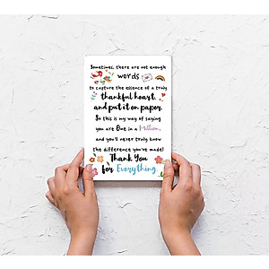 XXDJLP Cute Thank You Cards for Teacher Professor Tutor, Fantastic Boss Appreciation Card for Boss Coworkers, Meaningful Friendship Card for Best Friends, Sweet Poem Thank You Card for Him Her