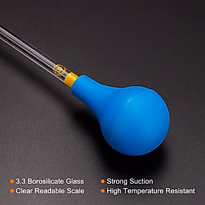 PATIKIL Graduated Dropper Pipettes Kit, 1ml Borosilicate Glass Pipette with Rubber Cap for Transfer Liquid for Lab, Chemistry, Clear