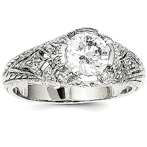 IceCarats 925 Sterling Silver Cubic Zirconia CZ Vintage Engagement Ring Size 7