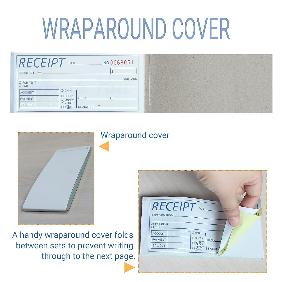 suituts [12 Books] Money and Rent Receipt Books, Pocket Size 2.75x6 Inch 2-Part Carbonless Receipt Book for Small Business (50 Sets Per Book)