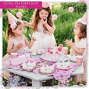 60 Pcs Floral Paper Plates Disposable Dessert Plates 9 Inch Tea Party Plates Party Paper Plates Floral Birthday Decorations for Wedding, Anniversary, Bridal Shower, Birthday, Baby Shower, Graduation