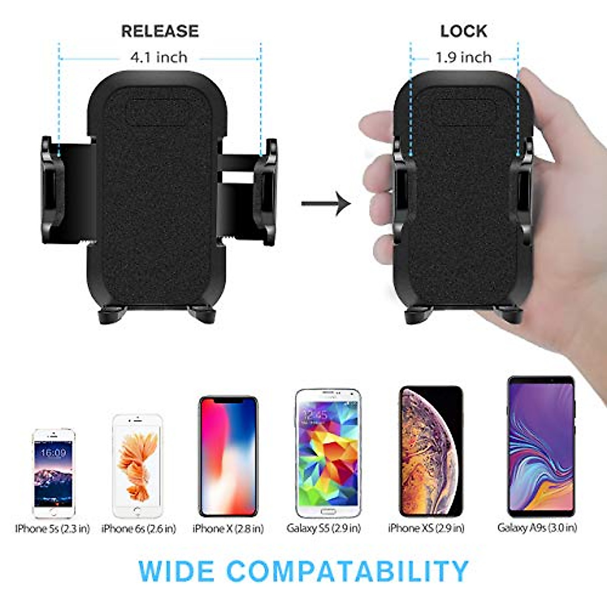 Kuelor Car Cup Holder Phone Mount, Adjustable Long Arm Cell Phone Holder with 360° Rotatable Cradle for Most Smartphones Such as iPhone, Samsung and GPS