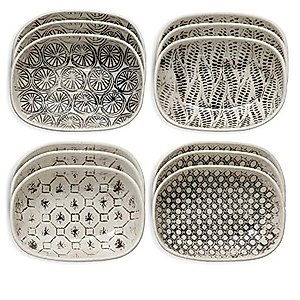 Creative Co-Op Set of 12, 5.5" L Stoneware Dish Serveware, Multi