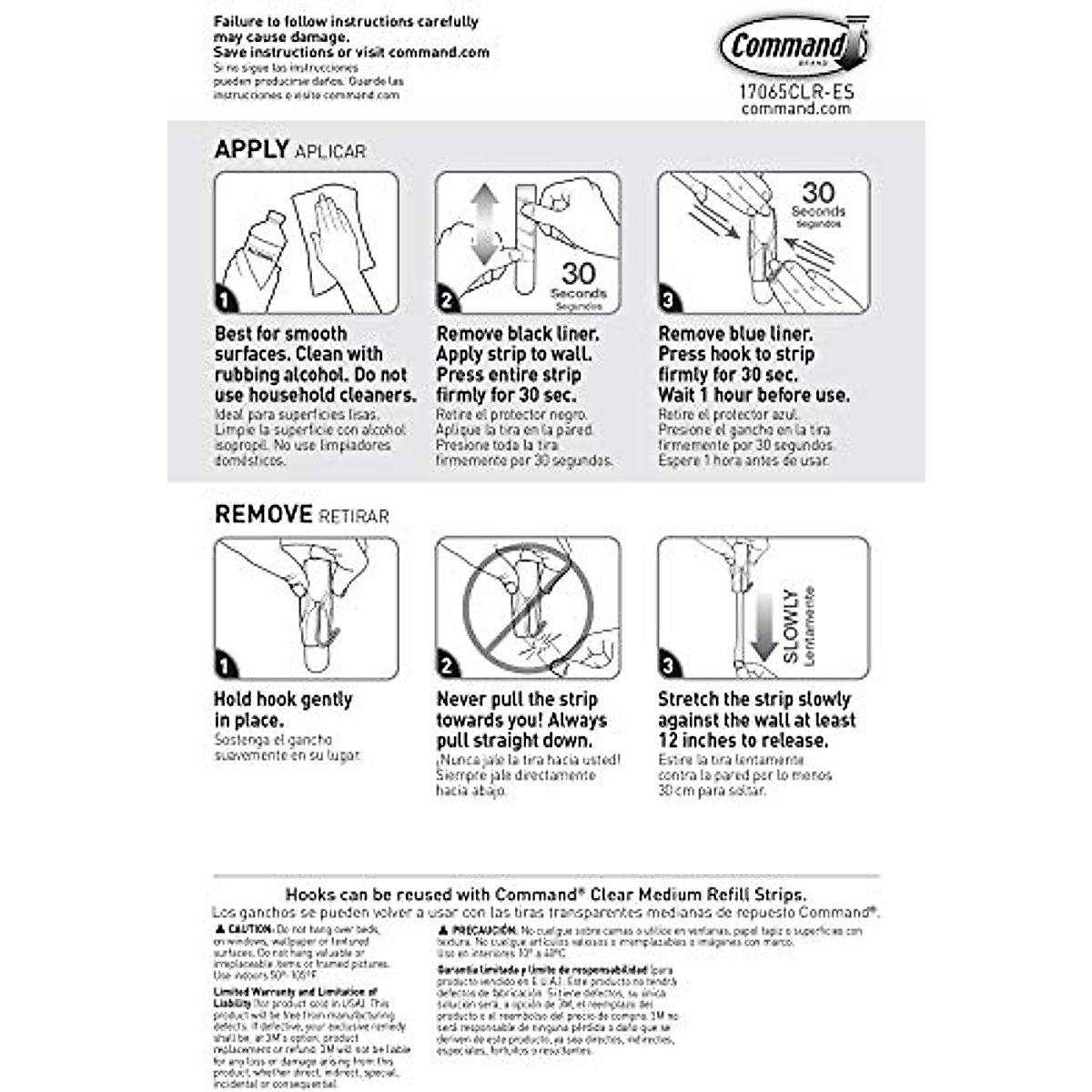 Command, Medium, Clear, Wire Toggle, 2-Hooks (17065CLR-ES), 2 Count