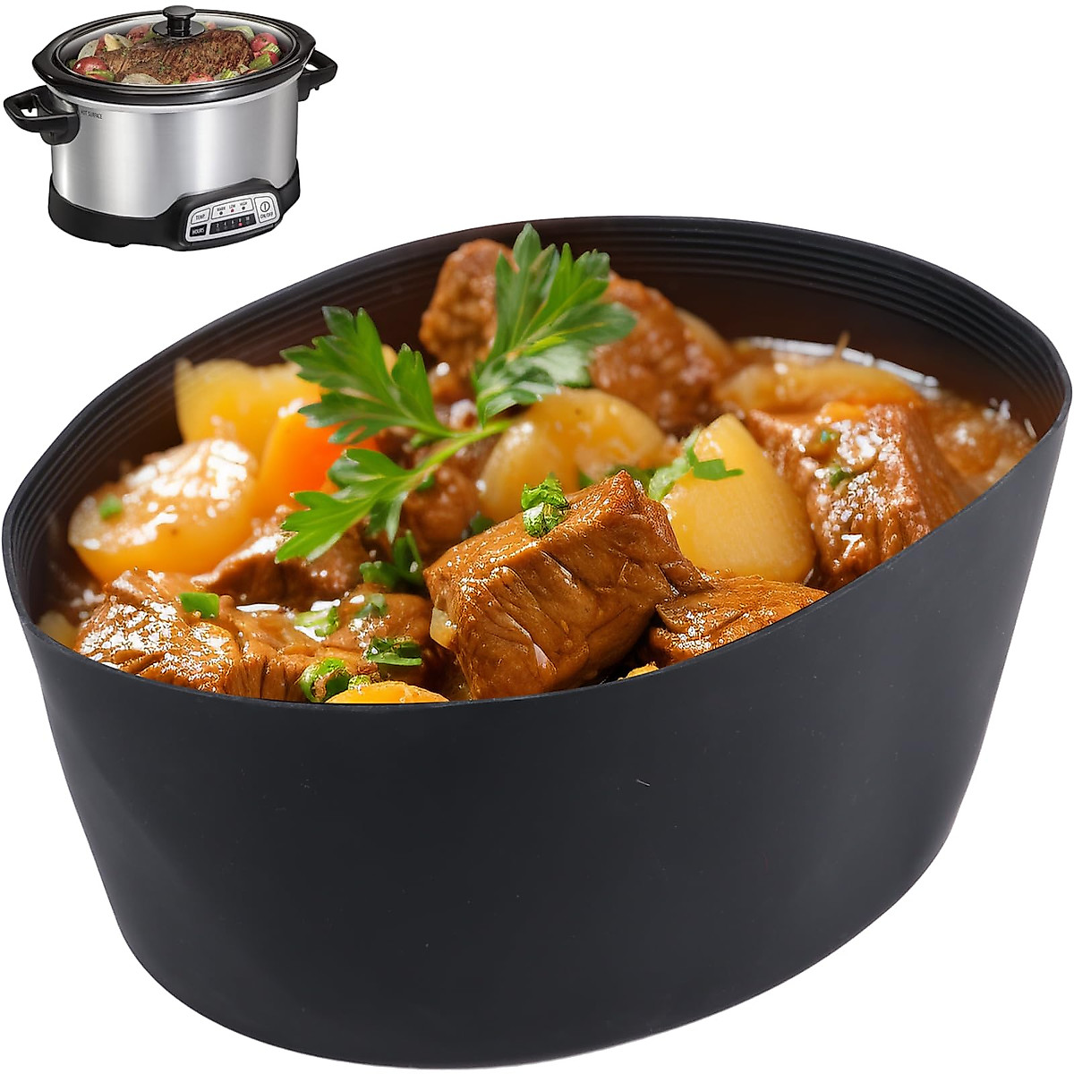 Silicone Slow Cooker Liners, Reusable Crock Pot Liner for 7-8QT Oval Slow Cookers, Food Grade Silicone Slow Cooker Linings, Leakproof Crockpot Liner, Dishwasher Safe