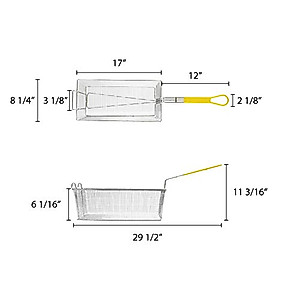 Thunder Group 17" x 8 1/4" x 6", fry basket, w/yellow handle, comes in each