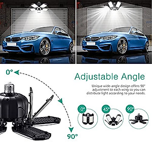 ORIA LED Garage Lights, LED Garage Ceiling Light, 120W Ultra Bright LED Shop Light with 5 Adjustable Panels,10000LM 6000K E26/27 Garage Light for Garages, Warehouses, Workshops, Basements, 2 Pack