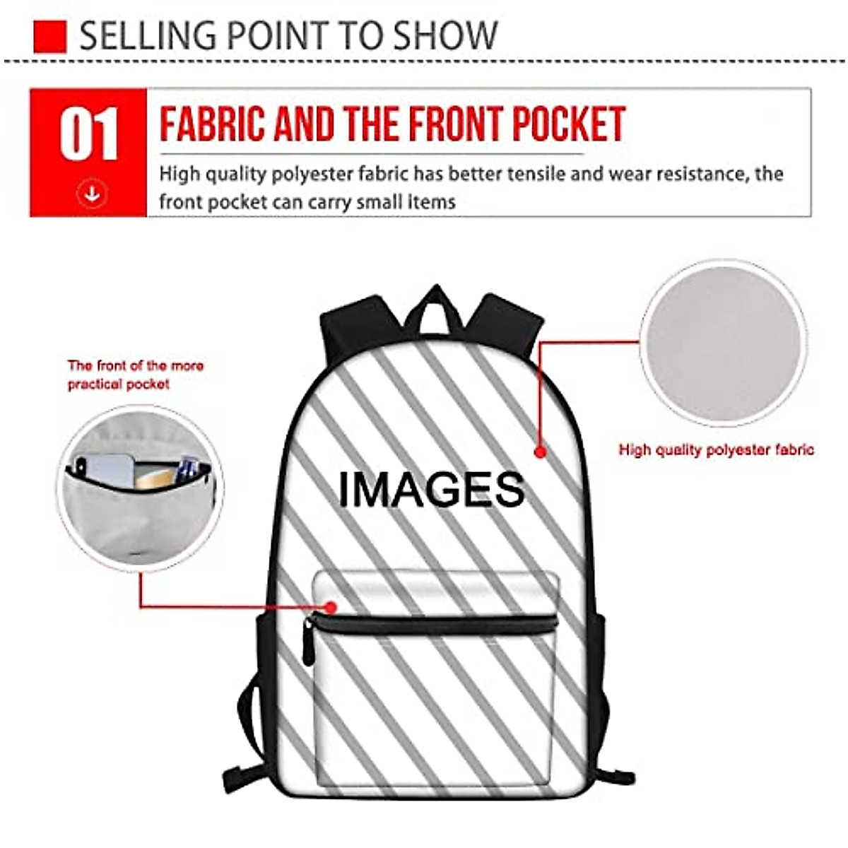 JOAIFO Red Polynesian Tattoo Backpack Samoa Tribal Stripe Travel Backpack Durable School Backpack for Boys Girls Teens College Laptop Bookbag,Kids Schoolbag Casual Daypack,15.6 inch