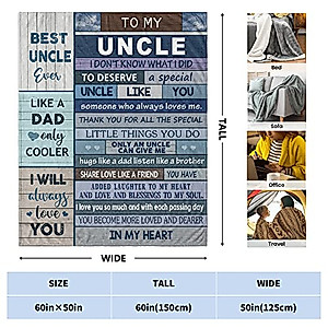 CUJUYO Best Uncle Gifts Blanket 60"x50", Gifts for Uncle Throw Blanket, Great Uncle Gifts from Niece Blankets Throws, Uncle Birthday Gifts from Nephew, Gift Ideas for Uncle on Christmas Father's Day