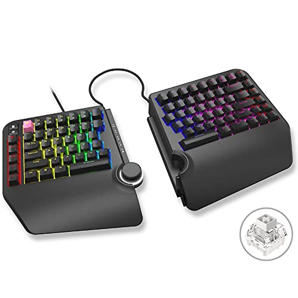Cloud Nine ErgoTKL Ergonomic Tenkeyless Mechanical Keyboard for PC – Kailh White – TKL RGB Backlit Ergo Split Key Board