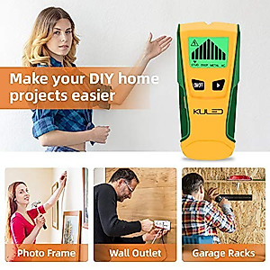 Stud Finder, 3 in 1 Multi-Function Wall Stud Sensor Detector with LCD Display and Sound Warning for AC Live Wire, Wood, Metal, Deep Scanning KULED M79