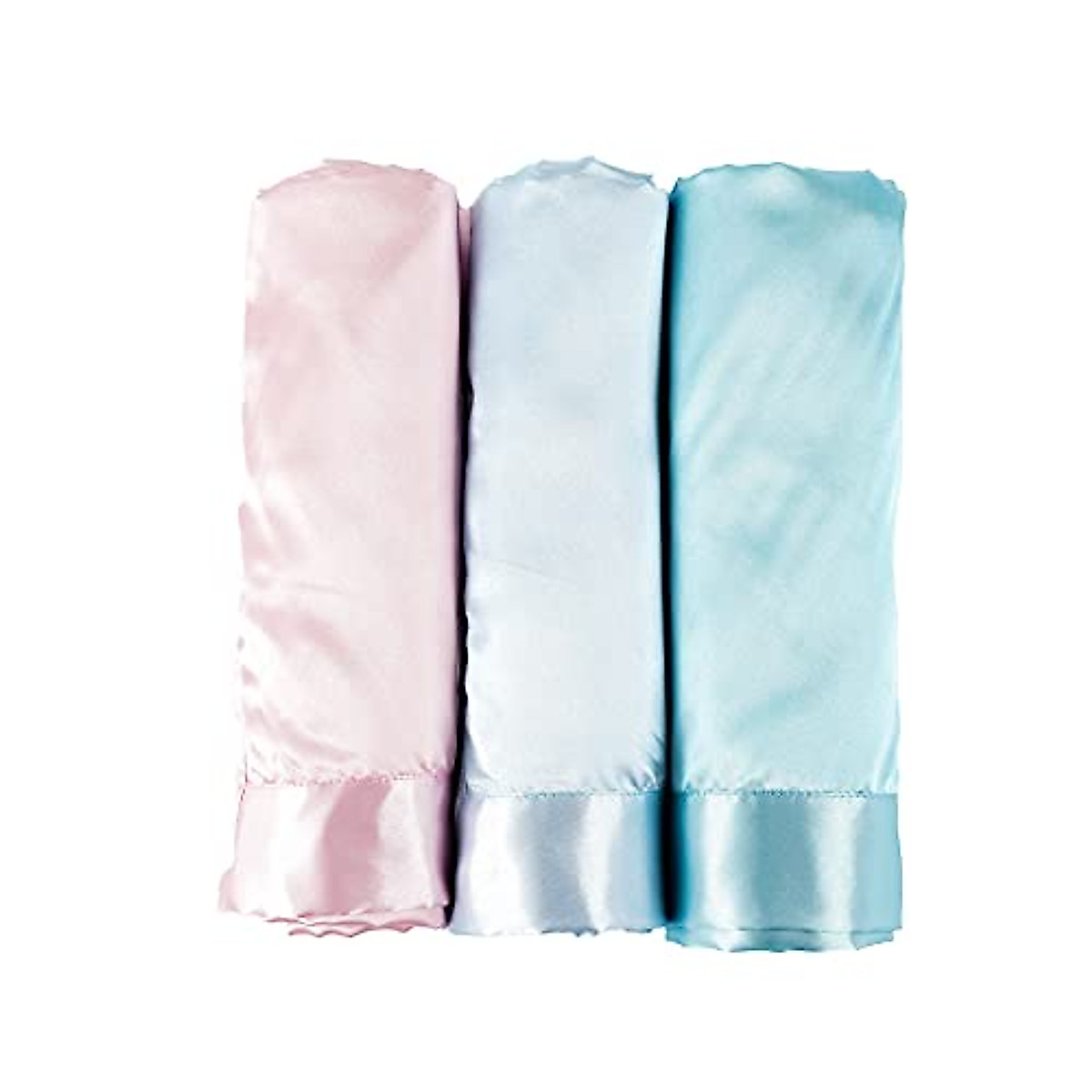 Heavens Cuddles Double Sided Pure Satin Baby Blanket (Light Blue) 48"x36"