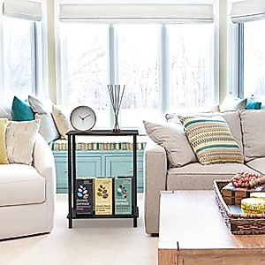 ABQ Nightstands Set of 2, 2-Tier Small Side Table for Small Spaces, Industrial End Table Bedside Table with Storage Shelf for Living Room, Bedroom, Office, Black