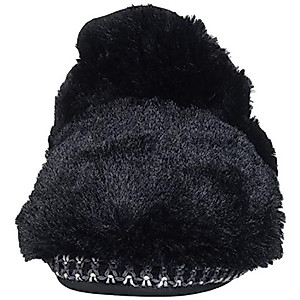 Dearfoams Unisex-Kid's Charlotte faux faux fur Bootie Slipper, Black, 2-3 Big