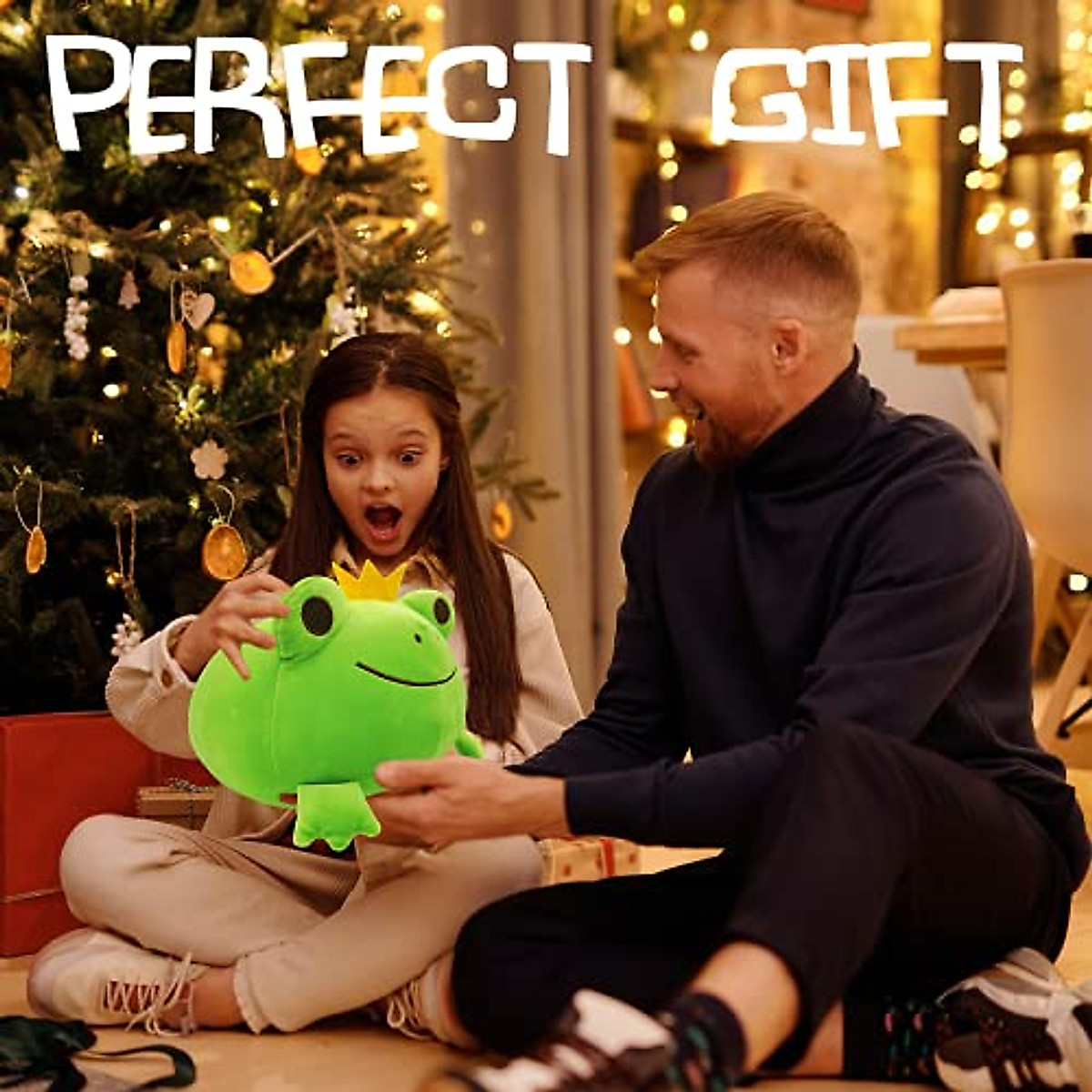 ROCHEMON Cute Frog Plush Stuffed Animal,Soft Frog Plushie Hugging Pillow, Frog Plushie Toy Gift for Kids Toddlers Grils Boys Children Green Frog 14 inch