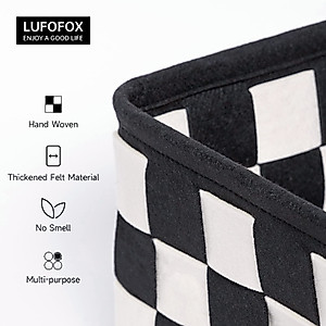 LUFOFOX Storage Basket Set of 3 Thicken Felt Baskets for Organizing Rectangular Decorative Basket Organizer Bins for Books, Clothes, Gifts, Baby Toys, White and Black (Set of 3)