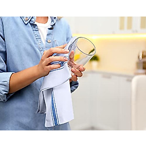 Utopia Towels 48X Pack Dish Towels (15 x 25 Inches)- 100% Ring Spun Cotton- Super Absorbent- Linen Kitchen Towels- Soft Reusable- Cleaning Bar, and Tea Towels Set (24X Blue & 24X Red)