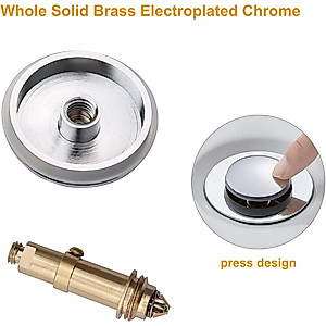 Pop Up Click Clack Plug Pop-up Stopper, Push Sink Drain for Kitchen Bathroom Sink Bath, Solid Brass Chrome Plating, 38 mm pop up Sink Plugs