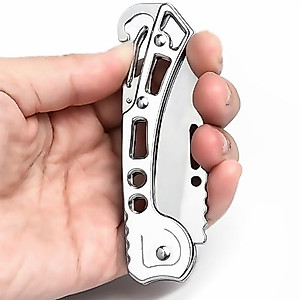 Gerderk 6 Pack Folding Pocket Knife, Pocket Knife with Chain, Only 2.5 in. Blade - EDC Knife for Camping Hiking Fishing for Men and Women (Silvery)