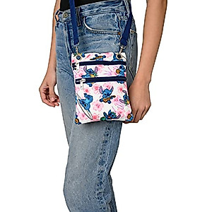 Disney Passport Crossbody Bag Stitch All Over Print (Blue Pink)