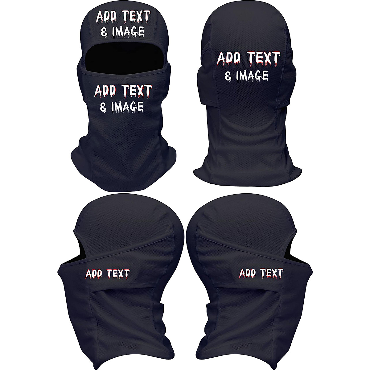 Custom Ski Mask Design Your Own Tactical Face Mask Customize Balaclava (Black)