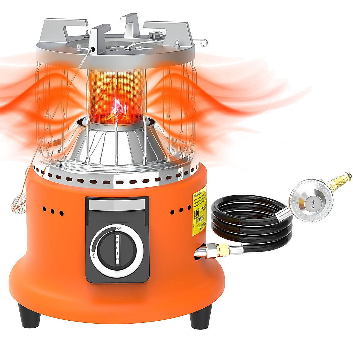 SEEYANG Patio Tent Propane Heater, Portable Propane Tank Top Heater, Camping Gas Heater with 5FT Propane Hose + Pressure Reducing Valve for Outdoor/Indoor Use Ice Fishing Hiking Hunting