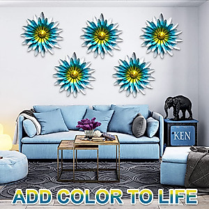 YURRUON Metal Flowers Wall Décor Wall Art Decorations Metal Flower Wall Sculpture Hanging for Home Bedroom Living Room Bathroom Patio (Purple)