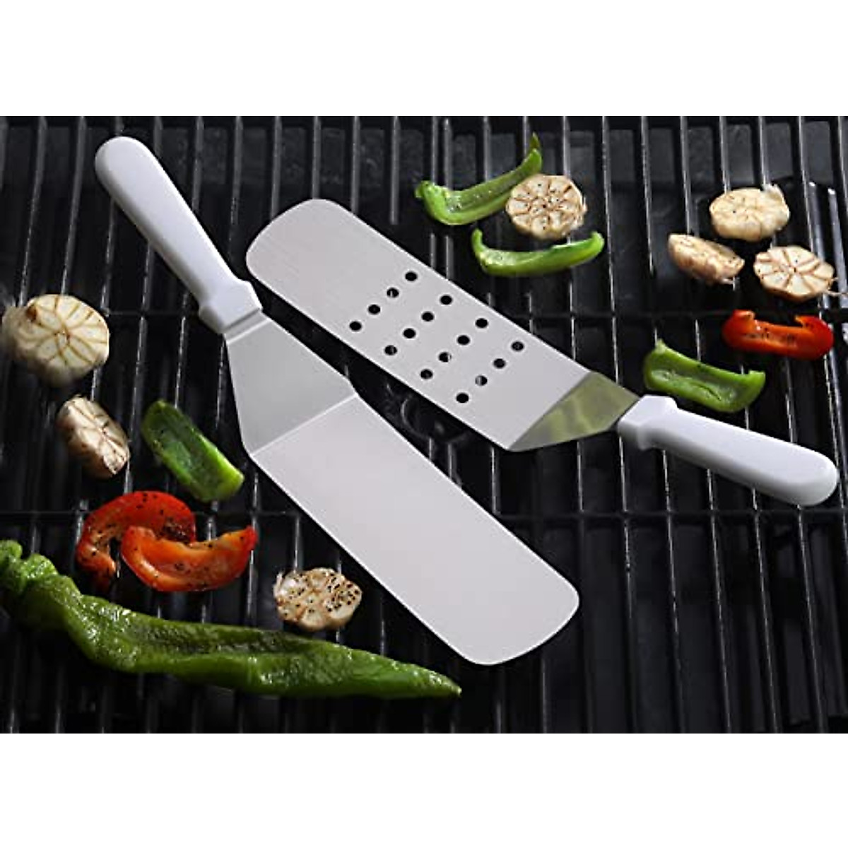 New Star Foodservice 36213 Plastic Handle Flexible Grill Turner/Spatula, 14.5-Inch, White