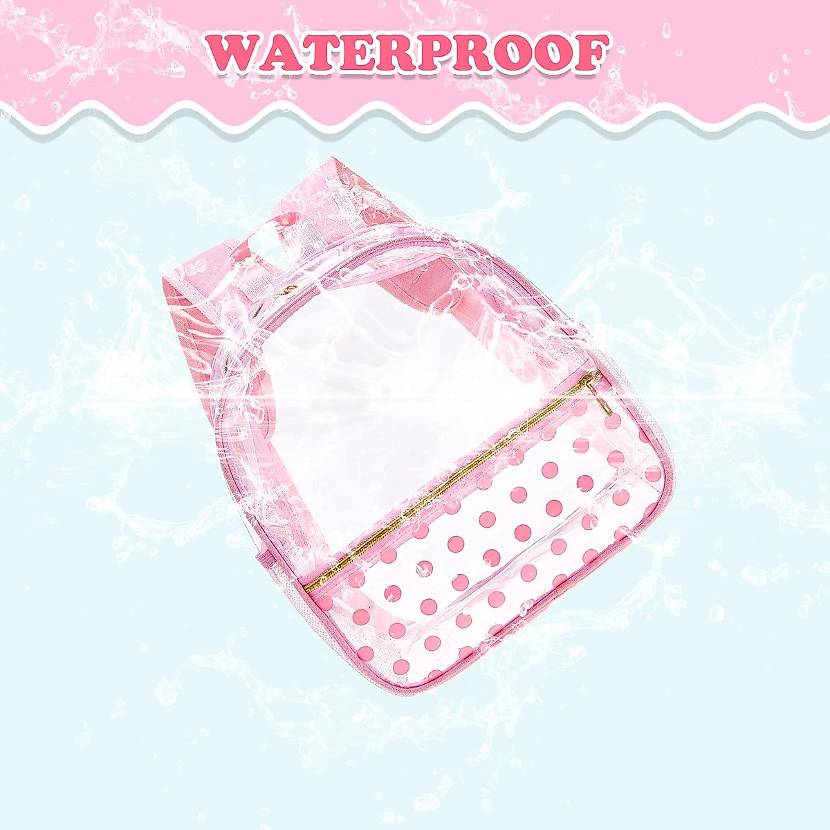 2 Pcs Pink Clear Backpack Stadium Approved Backpack Set 12 x 12 x 6 Inch Transparent Mini Backpacks See Through Backpacks for Stadium, Concert, Sports, School