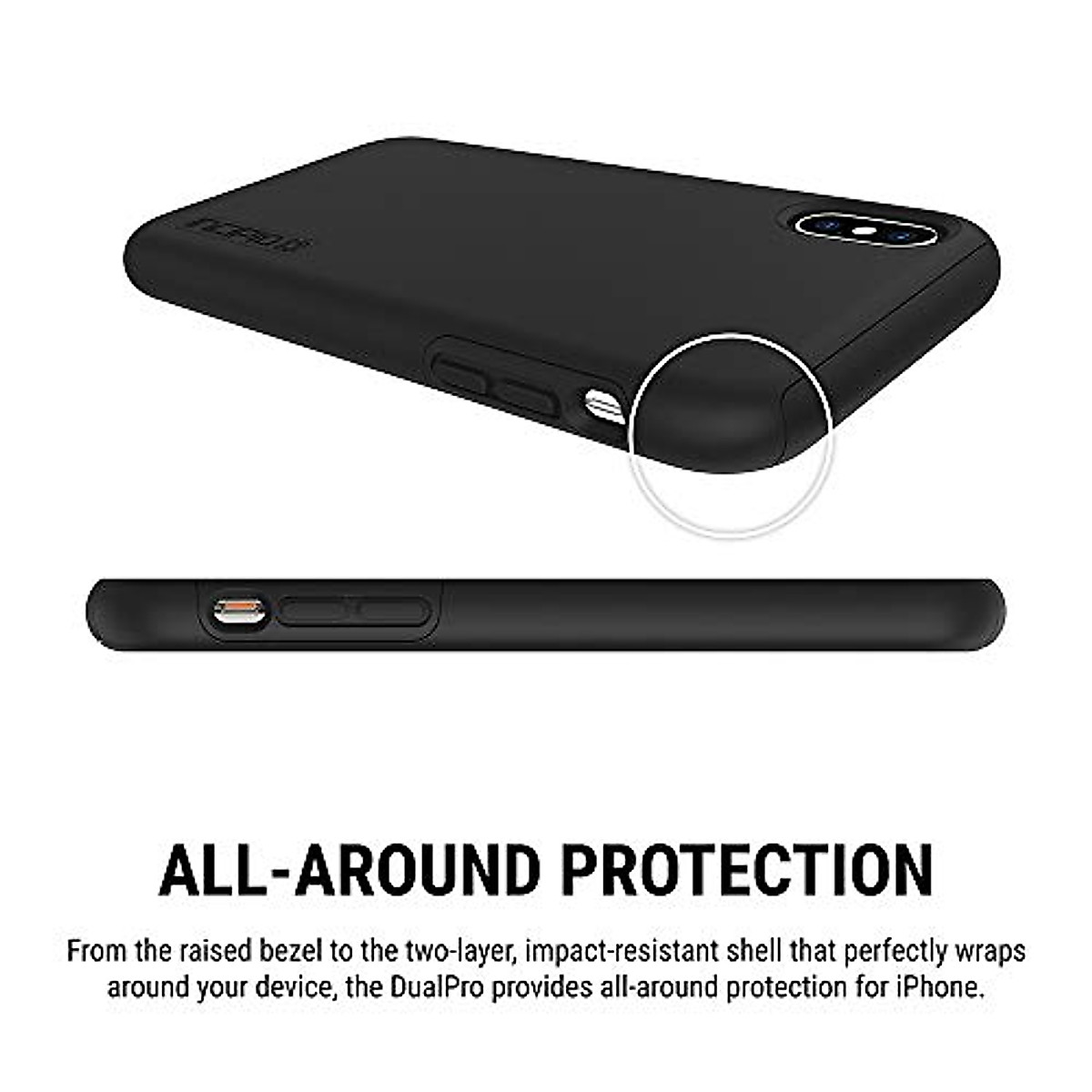 Incipio DualPro Case iPhone Xs (5.8") & iPhone X Case Hybrid Shock Absorbing Drop Protection - Black