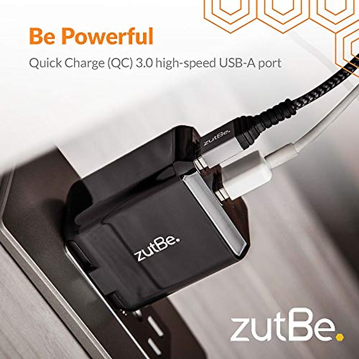 zutBe Dual Port USB-A Foldable 30W, 2.4A Fast Foldable Plug, 1 Quick Charge QC 3.0 Wall Charger Compatible with iPhone 14 13 12 SE 11 X 8 7 & iPad Samsung Galaxy [Be Charitable, Durable, Confident]