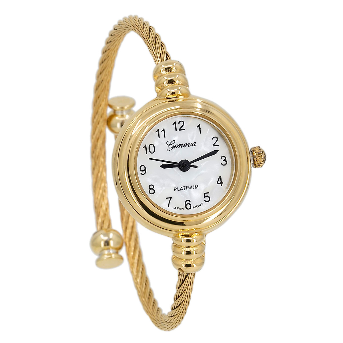 Blekon Original Elegant 23mm Round Analog Display Watch for Women with Arabic Numerals and Cable Cuff Bangle